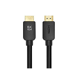 Monoprice 8K Ultra High Speed HDMI Cable - HDMI 2.1, 8K@60Hz, 4K@120Hz, 48Gbps, HDR, VRR, 15ft, No Logo, Black