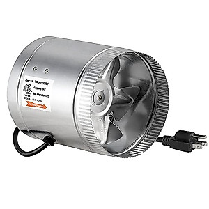iPower 6 Inch 240 CFM Inline Duct Vent Blower Booster Fan for HVAC Exhaust and Intake 5.5' Grounded Power Cord, Low Noise, Silver
