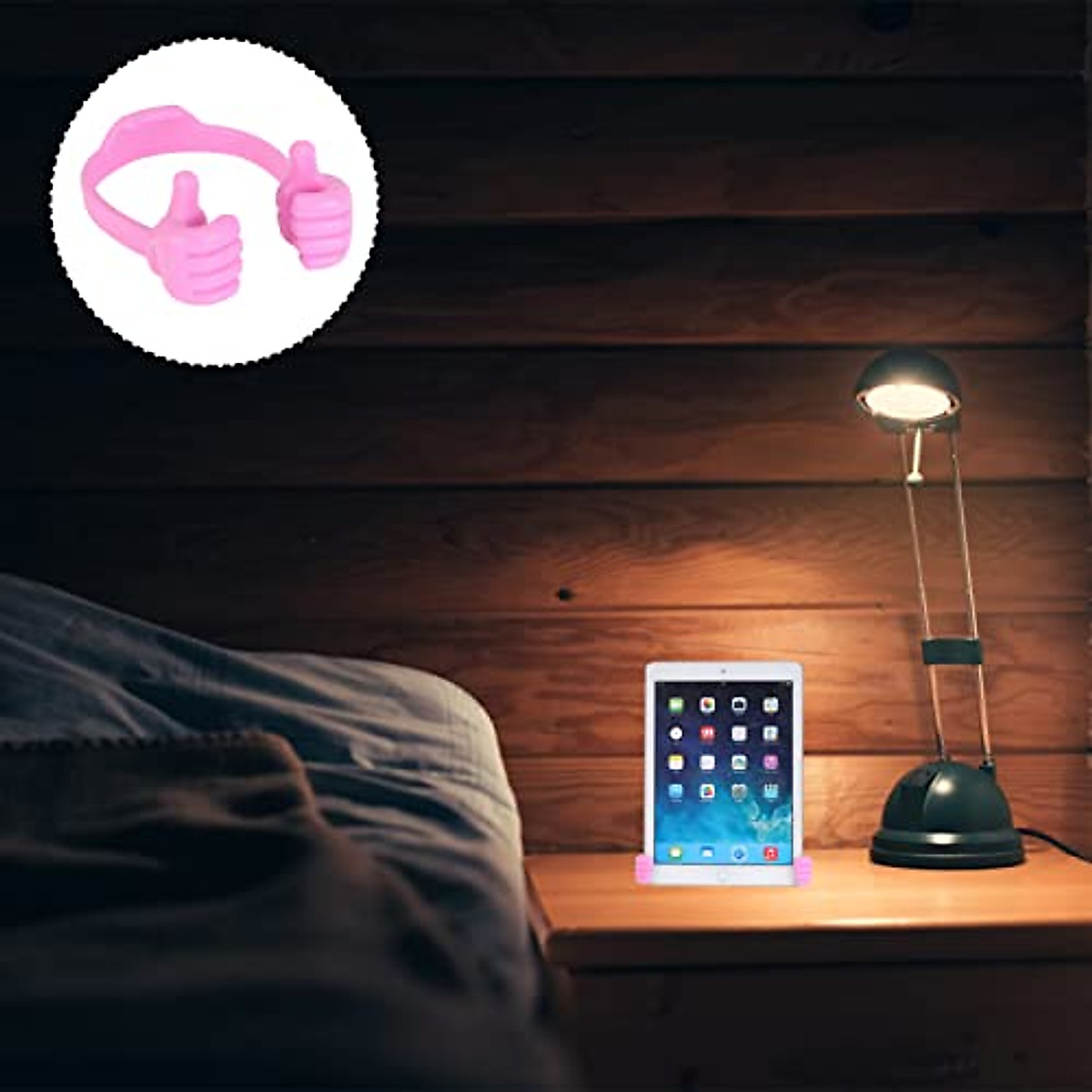 Mipcase Thumbs up Cell Phone Holder Lazy Mobile Phones Stand with Hand Holder Multi-Angle Desktop Tablet Cellphone Thumb Holder for Tablet Smarts Cellphone Travel Pink
