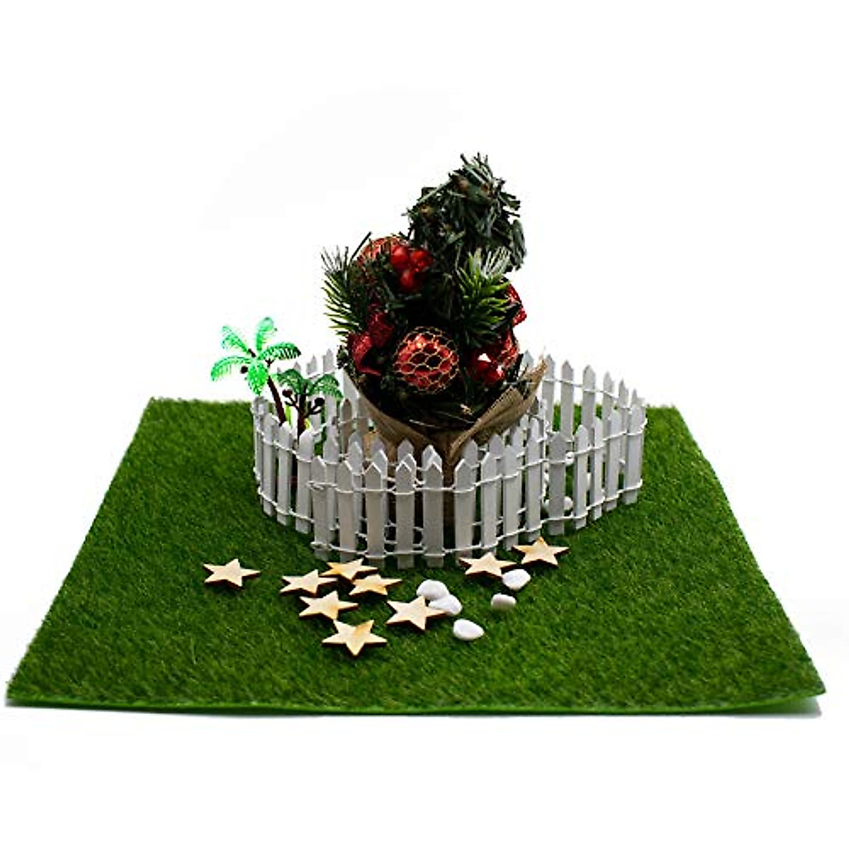 AUEAR, 35 Inch Long Mini Fairy Garden Fence Wood Ornament Wooden Decorative Picket Fence for DIY Crafts Project (White, 2-Pack)