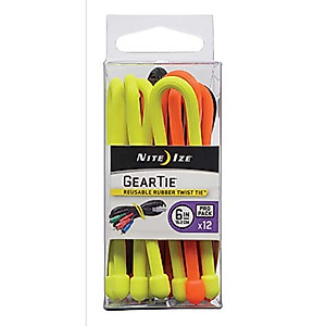 Nite Ize GTPP6-A1-R8 Gear Reusable Rubber Twist Tie ProPack (12-Pack, 6" - 12 Pack, Colors May Vary, 12 Count