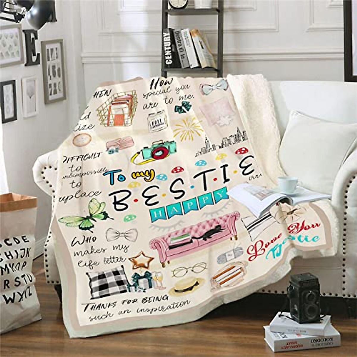 Best Friend Birthday Gifts for Women, Friendship Gifts for Women Friends, Best Friend, Best Friend Blanket 50 x 60, Soft Sherpa Throw Blanket Gifts for Women Sister Girls BFF