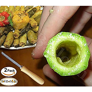 Zucchini Squash Vegetable Corer 2 pcs Corers Stainless Steel Core Remover Tool Kitchen Stuffed Vegetables Veggies Seed Remover Remove Seeds Eggplant Cucumber 8" Long Coring Tools Gadgets Drill