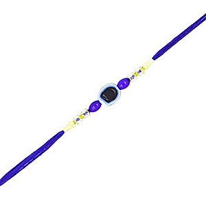 Handmade Evil Eye Rakhi Raksha Bandhan Rakhi for Brother | Designer Rakhi Bracelet Handmade Rakhi | Rakhi for Brother made Kundan Multicolor Beads for Indian Festival Raksha Bandhan (Design2)