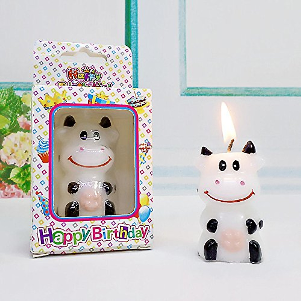 Birthday Candles Gifts Cake Decorations Cute Cartoon Animal Party Decorations for Birthday Party (Little Cow)