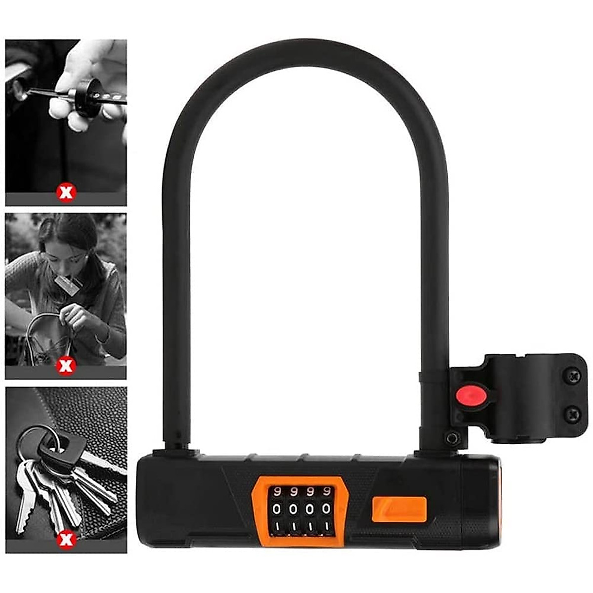 XIXIDIAN Bike U Lock Heavy Duty Bike Lock Bicycle Lock,U Lock and 4 ft Length Security Cable with Sturdy Mounting Bracket