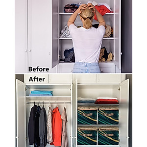 Marble Emerald Green Cube Storage Organizer Bins with Handles, 15x11x9.5 Inch Collapsible Canvas Cloth Fabric Storage Basket, Modern Abstract Gold Art Books Kids' Toys Bin Boxes for Shelves, Closet