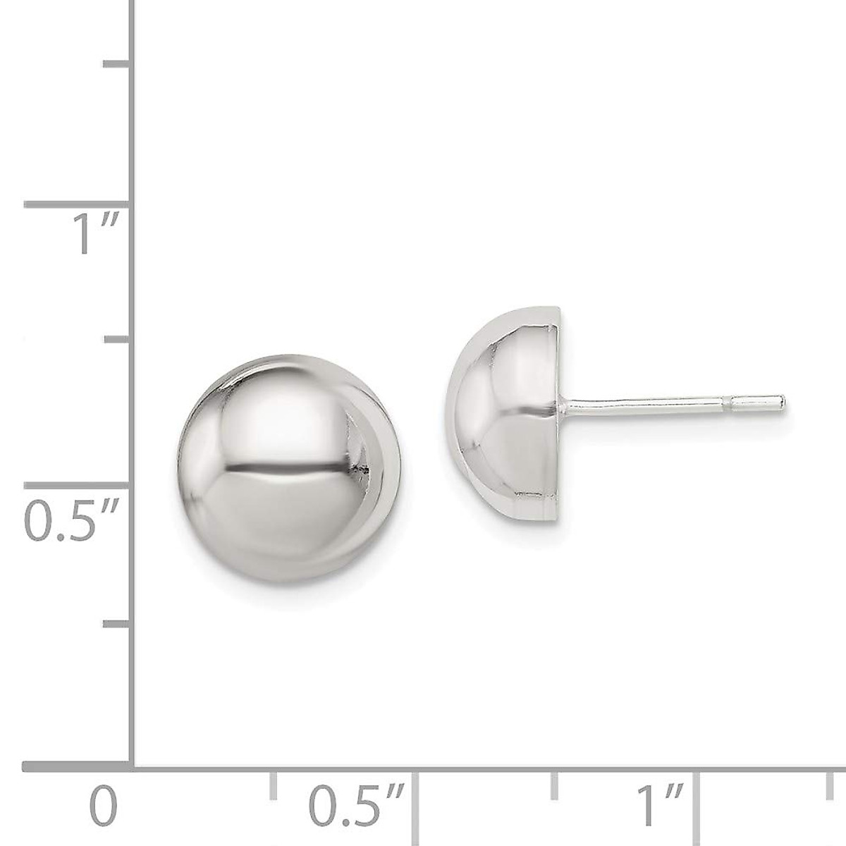 925 Sterling Silver Button Studs Earrings 10mm
