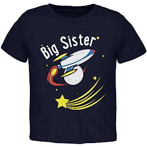 Big Sister Outer Space Rocket Toddler T Shirt Navy 2T