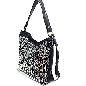 Zzfab Concealed Carry Gem Geometry Hobo Bag black