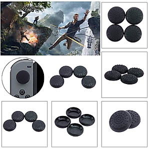 Replacement TPU Silicone Analog Controller Joystick Thumb Stick Grip Cap Cover for Nintendo Switch NS Joy-Con (Black)