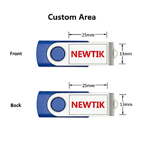 NEWTIK Custom Swivel USB Flash Drive Personalized with Your Logo Bulk USB 2.0 Customizable Memory Stick (128MB, 500PCS)