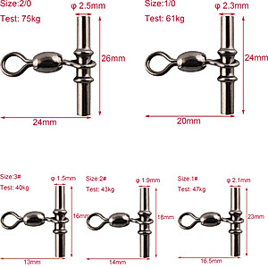 Luengo 50pcs Cross Line Fishing Sleeve Swivel 3 Way Crimp Fishing Swivel Connector Fishing Tackle Accessories