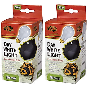 Zilla Incandescent Light and Heat Bulb, Day White, 50 Watts (2 Pack)