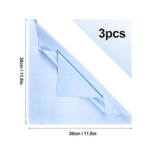 AIEX 3pcs 11.8x11.8inch Instruments Cleaning Cloths, Universal Soft Microfiber Clean Cloths String Instrument Polishing Cloth for Guitar Violin Piano Brass Trumpet Sax Flute (Blue)