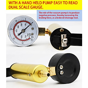 Hand Held Vacuum Pump Tester kit for Automotive with Sponge Protected Case,Adapters,One-Man Brake and Clutch Bleeding System(16pcs)