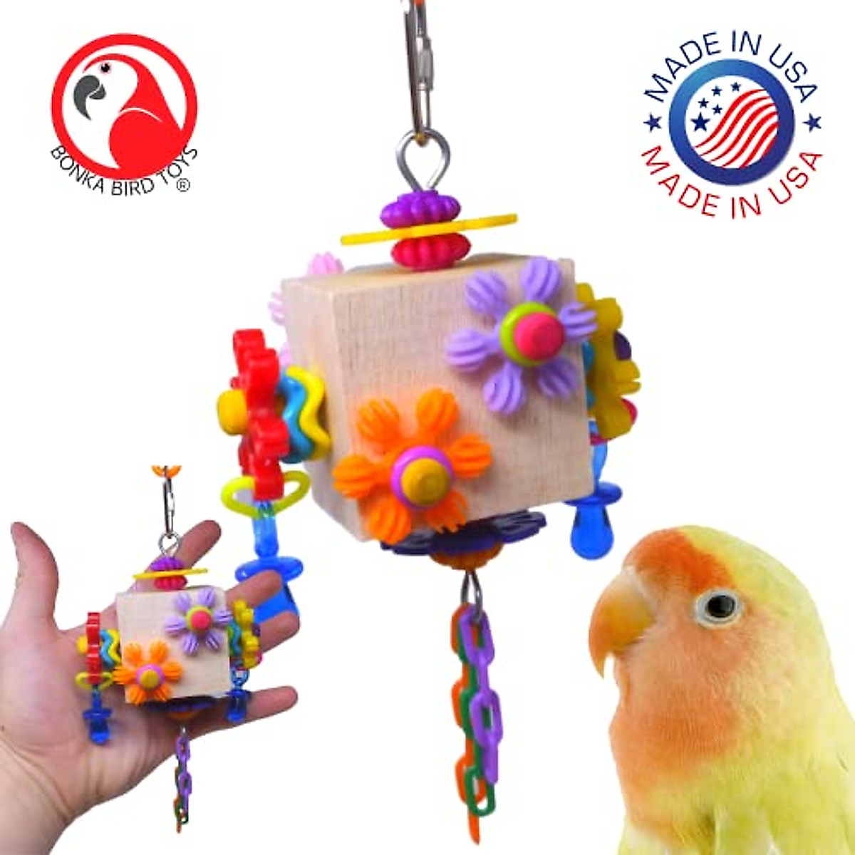 Bonka Bird Toys 01174 Dancing Daises Small Medium Balsa Block Bird Toy Parakeet Conures Cockatiels