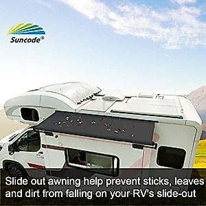 Suncode Black Slide Topper Awning RV Slide Out Protection Slideout Cover Connect Design for RVs,Travel Trailers,5th Wheels,and Motorhomes 5'7" (5'1" Fabric)