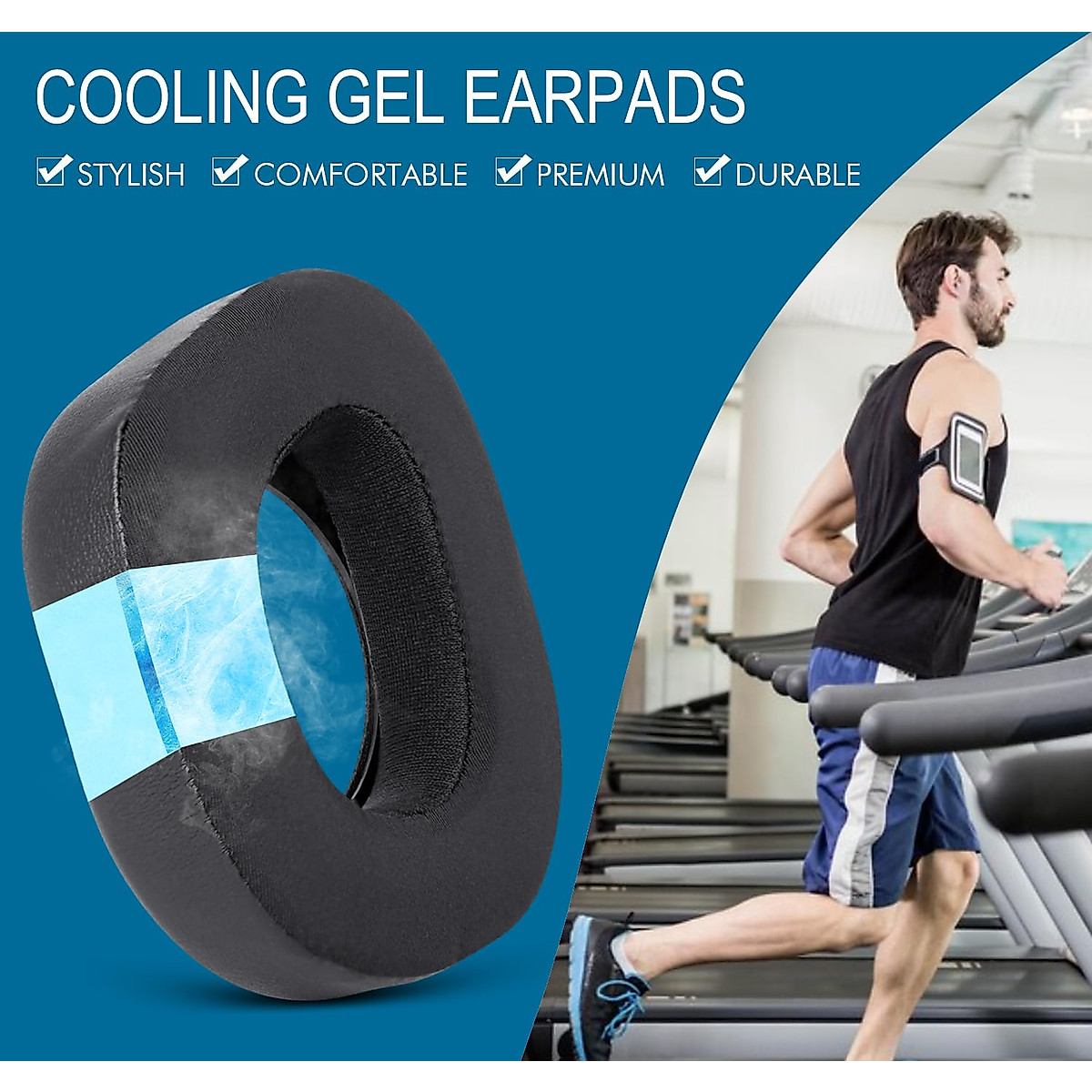 Cooling Gel Ear Pads for Turtle Beach Stealth 700 Gen 2 / Stealth 700 Gen 2 MAX Wireless Gaming Headset, GVOEARS Replacement Cushions with Ice Silk Fabric, Thickness & Sound Isolation - Black