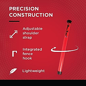 GAMMA Sports Tennis Ballhopper BallTube with Shoulder Strap, Holds 18 Balls, Red