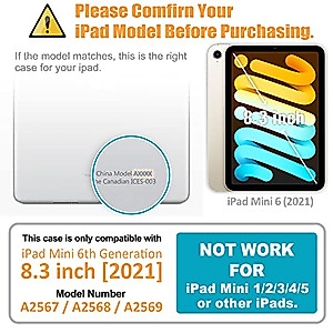 SEYMAC iPad Mini 6 Case 2021 Mini 6th Generation Case, Shockproof Protective Mini 6 Kids Case with Pencil Holder Screen Protector Hand Strap Stand Case for iPad Mini 6th Gen 8.3 Inch 2021, Black