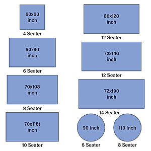 CPC Tablecloth 100% Cotton 80x120 Inch Indian Block Print Rectangle Table Cover, Dining, Buffet Parties & Wedding Use- Apatite Blue 12-Seater