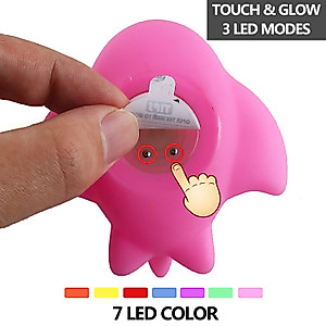 6 packs No Hole Boat Bath Toy Set, Light up Changing Color in Water, Floating Rubber Bathtub Toys for Baby Toddler Infant Boy Girl Kid Play, Led Growing Pal in Shower Bathroom Tub or swimming pool