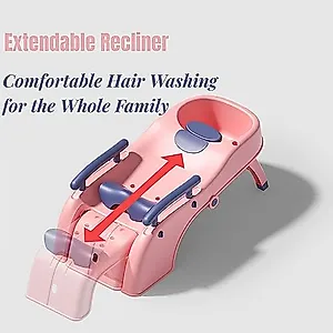 Adjustable Kids Hair Washing Chair, 220lbs Stong Load Capacity Shampoo Chair for Home to Prevent Wet Clothes, Toddler Hair Rinser Salon Seat for Girls Boys Adults (Pink)