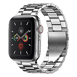 Fitlink Metal Band Compatible for Apple Watch Series 8 7 6 5 4 3 2 1 SE Ultra, Stainless Steel Waterproof Apple Watch Band for Apple Watch 42mm 44mm 45mm 49mm for Women Men(Silver, 42/44/45/49mm)