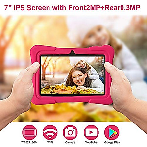 PRITOM 7 inch Kids Tablet | Quad Core Android 10.0, 32 GB ROM | WiFi,Bluetooth,Dual Camera | Educational,Games,Parental Control,Kids Software Pre-Installed with Kids-Tablet Case (Pink)