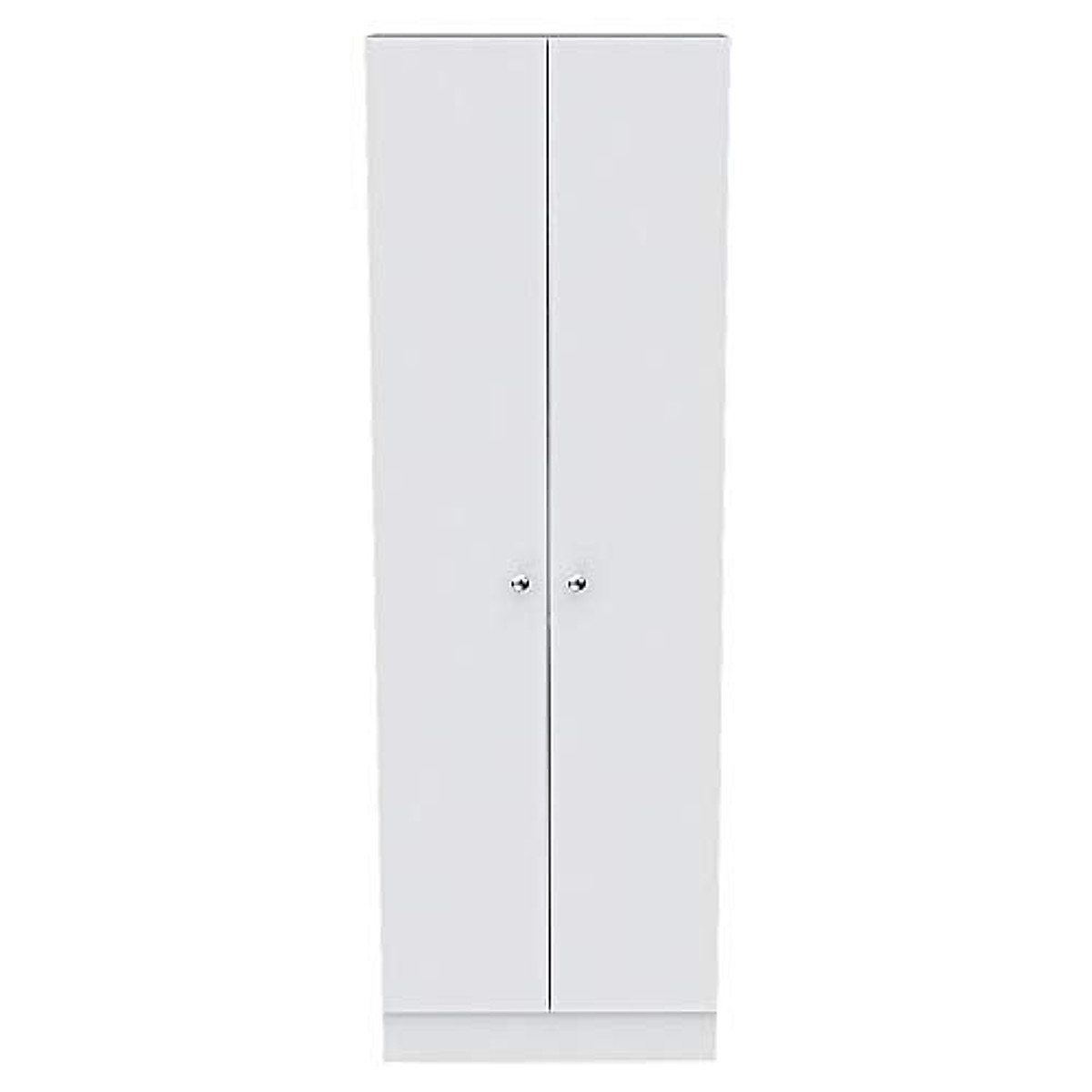 Levan Home Contemporary Kitchen Tall Utility Storage Pantry Cabinet in White & Light Oak with Metal Handles