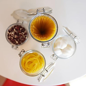 Bormioli Rocco Fido Cylinder Glass Jar with Airtight Gasket Clamp Lid for Canning and Preserving, or Storing Pasta and Dry Foods, 33.75 oz., Set of 6