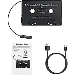 Kedok Audio Cassette Aux Adapter, Bluetooth 5.0 Cassette Receiver,Cassette Tape to Aux Adapter,Tape Audio Adapter, Tape Desk Player for Listening Mobile Phone Music and Car Voice,Hands Free