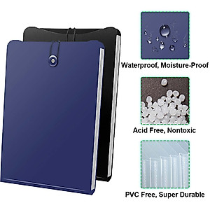 Credibility Accordion File Folder Organizer, 2 Packs Vertical Expanding According Plastic File Folder Bag with 7 Pocket and Labels for A4 Letter Size Paper Document, Bungee Closure, 13.78” x 9.84''