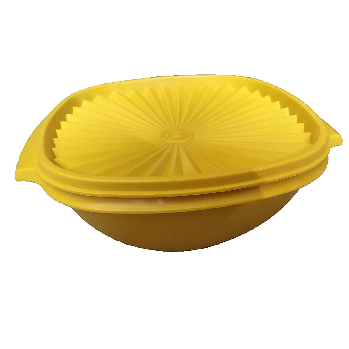 Vintage Tupperware Daffodil Yellow 8 Cup Servalier Serving Bowl with Sunburst LID