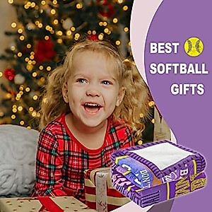 Softball Gifts for Girls, Softball Blanket, Best Girls Softball Gifts, Softball Blankets Gift for Girls, Soft Lightweight Softball Throw Blanket for All Seasons 50"x60"