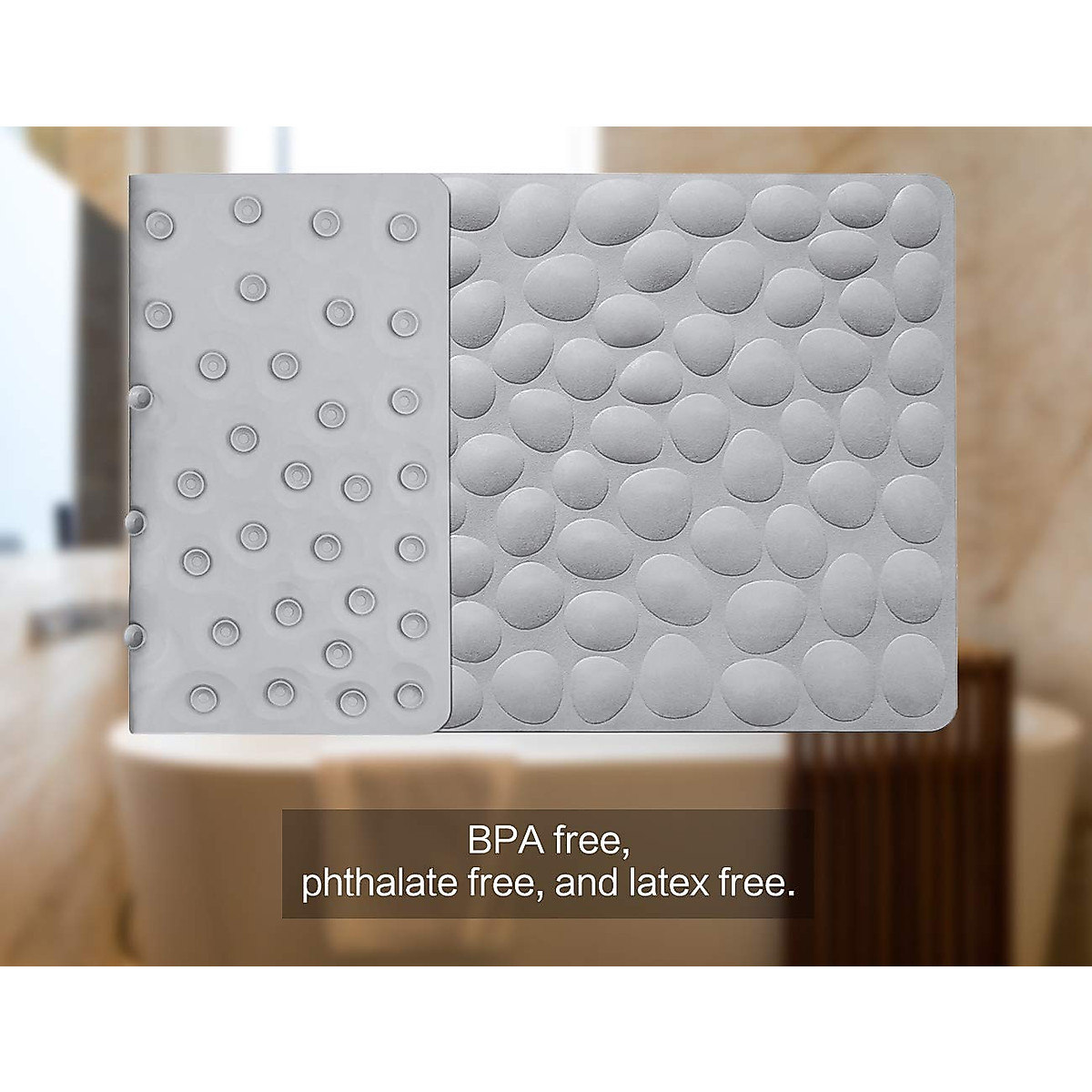 Non-Slip Bathtub Mat OTHWAY Soft Rubber Bathroom Bathmat with Strong Suction Cups (Grey)