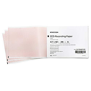 McKesson ECG Recording Paper, Red Grid Thermal Paper, 8 1/2 in x 183 ft, 200 Count, 1 Pack
