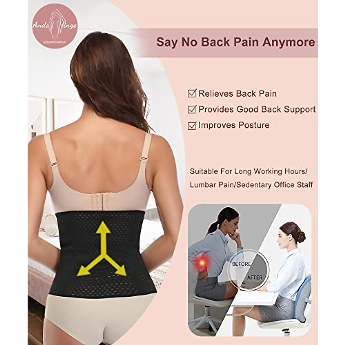 Andalinge Waist Trainer for Women Weight Loss Girdle Upgraded Hourglass Waist Cincher Shaper with Steel Bones Extender