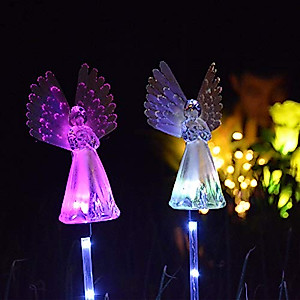 Awinking 2 Pack Solar Angel Lights - Color Changing Outdoor Decor