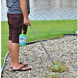 Flame King YSNPQ810CGA Propane Torch Weed Burner with Integrated Lighter, 24000 BTU, 33 inches Long, Silver