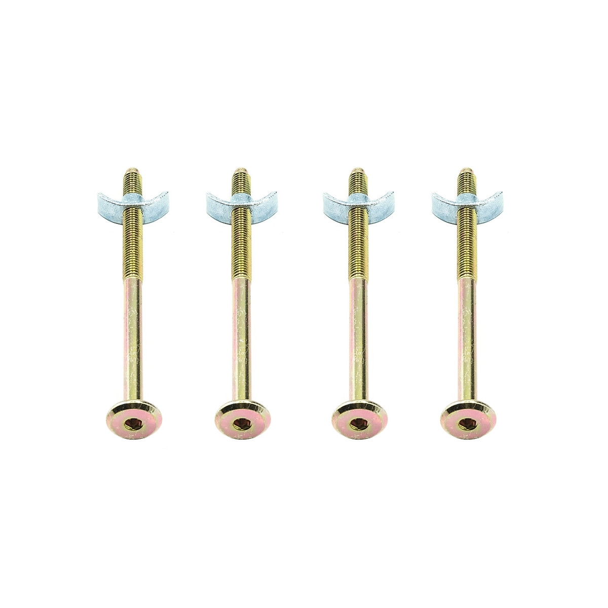 M6 Threaded Half Moon Mini Luna Washers with 130mm Furniture Connecting Bolts for Bunk Beds Cots - Set of 16