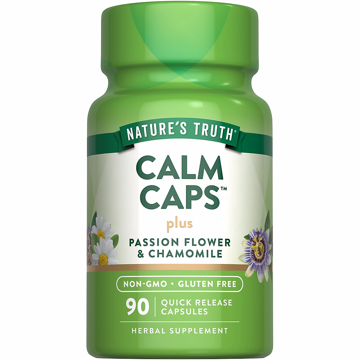Nature's Truth Calm Caps | 90 Capsules | with Passion Flower and Chamomile | Non-GMO, Gluten Free Supplement