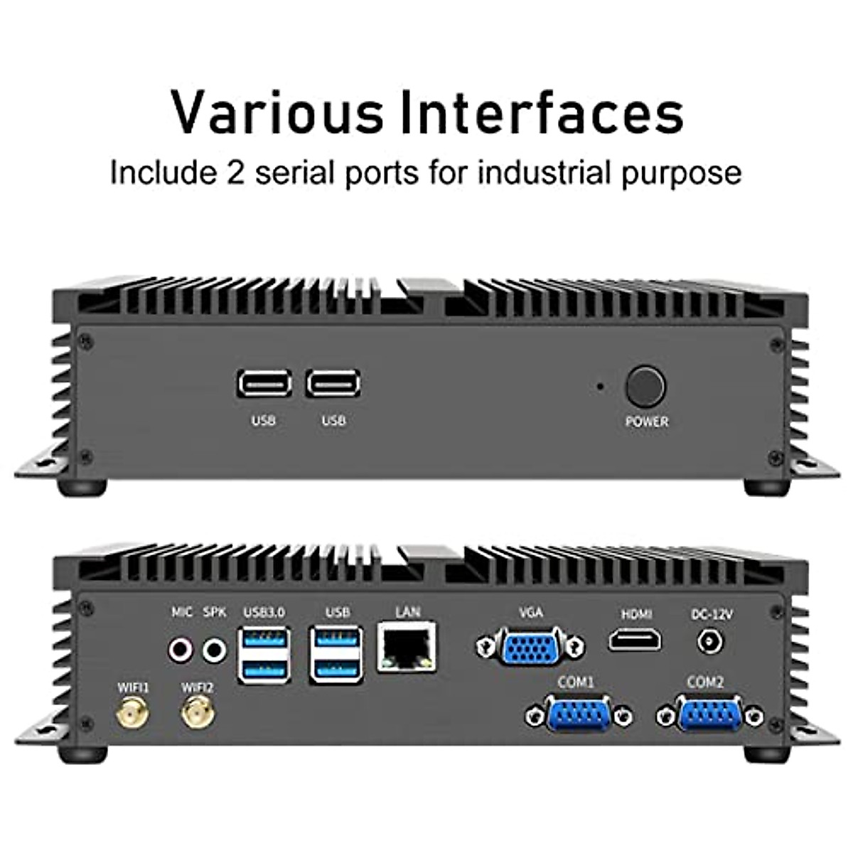 msecore Mini Industrial PC, Rackmount Fanless Computers, Wall-mountable Desktop with i3-4005U, 8GB RAM, 128GB SSD, VGA, HDMI, 2xCOM RS232, WOL, Windows 10 Pro