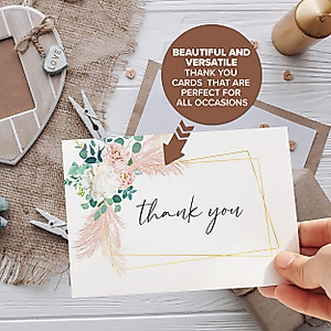 Decorably Thank You Cards with Envelopes & Stickers, Floral-Themed Cards - 24 Pack Boho Thank You Cards, Blank Inside Baby Shower Thank You Cards Girl, 6x4in Baby Girl Thank You Cards Baby Shower Girl