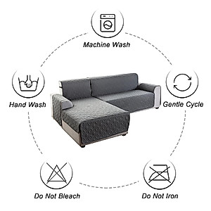 Genina Sectional Couch Covers for Dogs L Shaped Sofa Covers Chaise Lounge Cover Reversible Couch Covers for Sectional Sofa L Shape Furniture Protectors Cover for Pets, Kids (Dark Gray, Small)