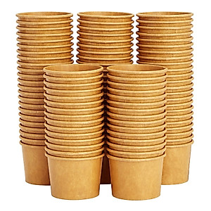 Juvale 100 Pack Disposable Paper Ice Cream Cups, Dessert Bowls for Sundae Bar, Frozen Yogurt (Brown, 5 oz)
