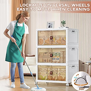 IEHFDCA Storage Bins with Lids,Stackable Storage Containers with Wheels,Collapsible Storage Bins with Magnetic Doors & Wheels, for Bedroom Study Toy Room Office 23QT 1Pack