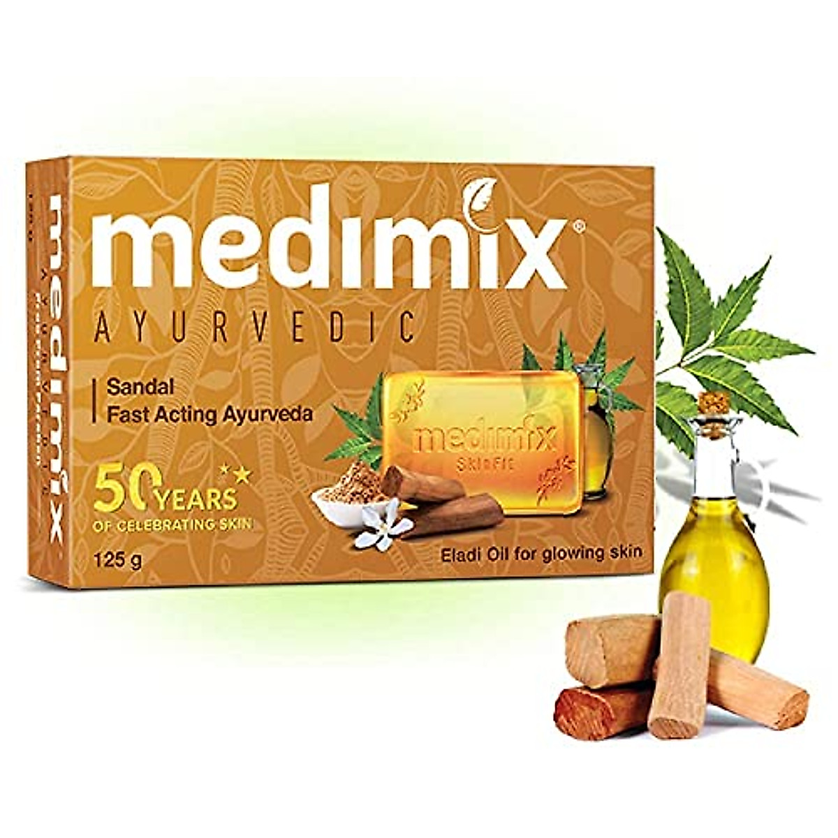 Medimix Herbal Handmade Ayurvedic Soap with Sandal with Eladi Oil for Blemish-Free Skin 125 Gram (Pack of 4)