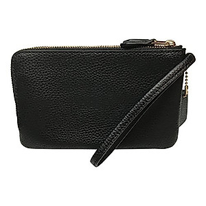 COACH Boom 02 Pebbled Leather Double Corner Zip, Black, One Size